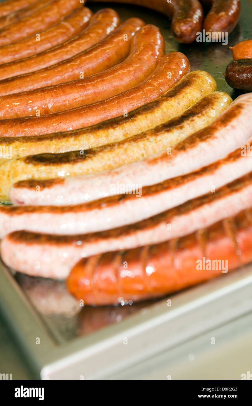 street stand food knockwurst bratwurst fried kasekrainer sausage hot ...