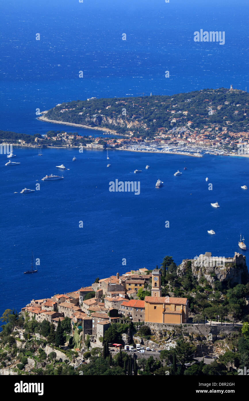 Top view above the medieval French Riviera village of Eze Stock Photo ...
