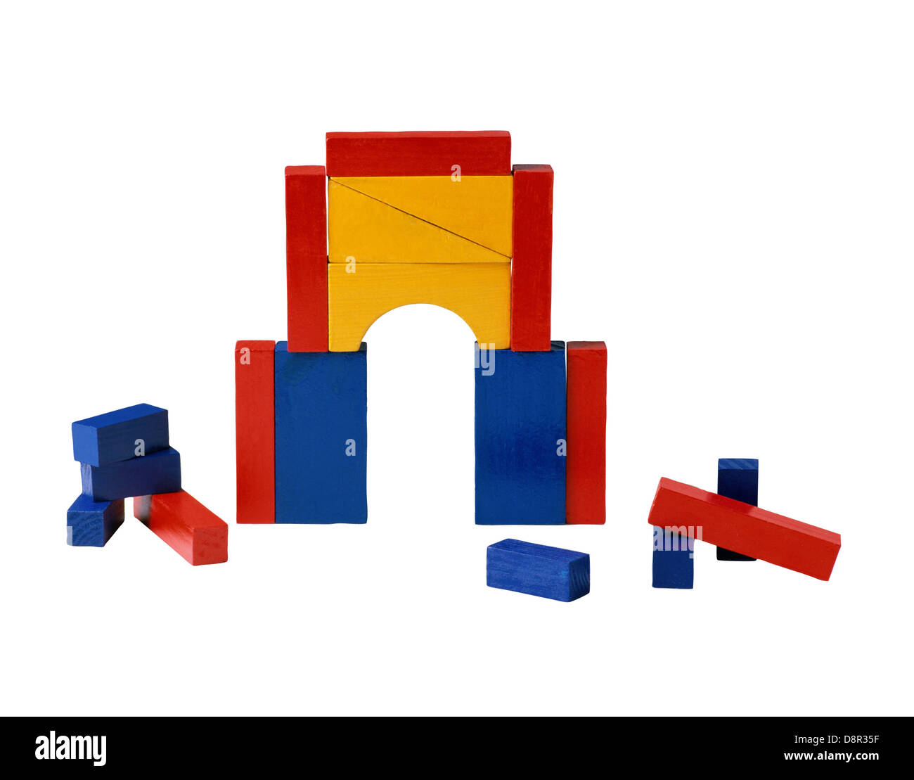 Wooden building blocks isolated on white background Stock Photo - Alamy