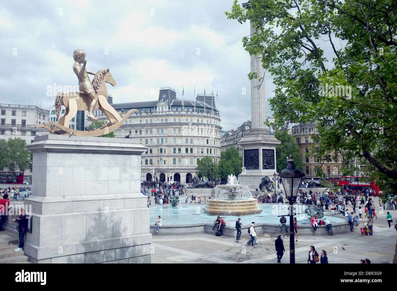 Trafalgar square and nelsons column from the national gallery hi-res ...
