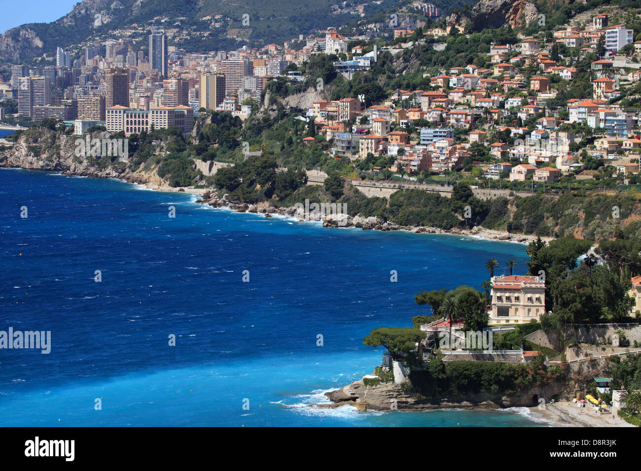 Top view of the French Riviera coast between Monaco and Roquebrune ...