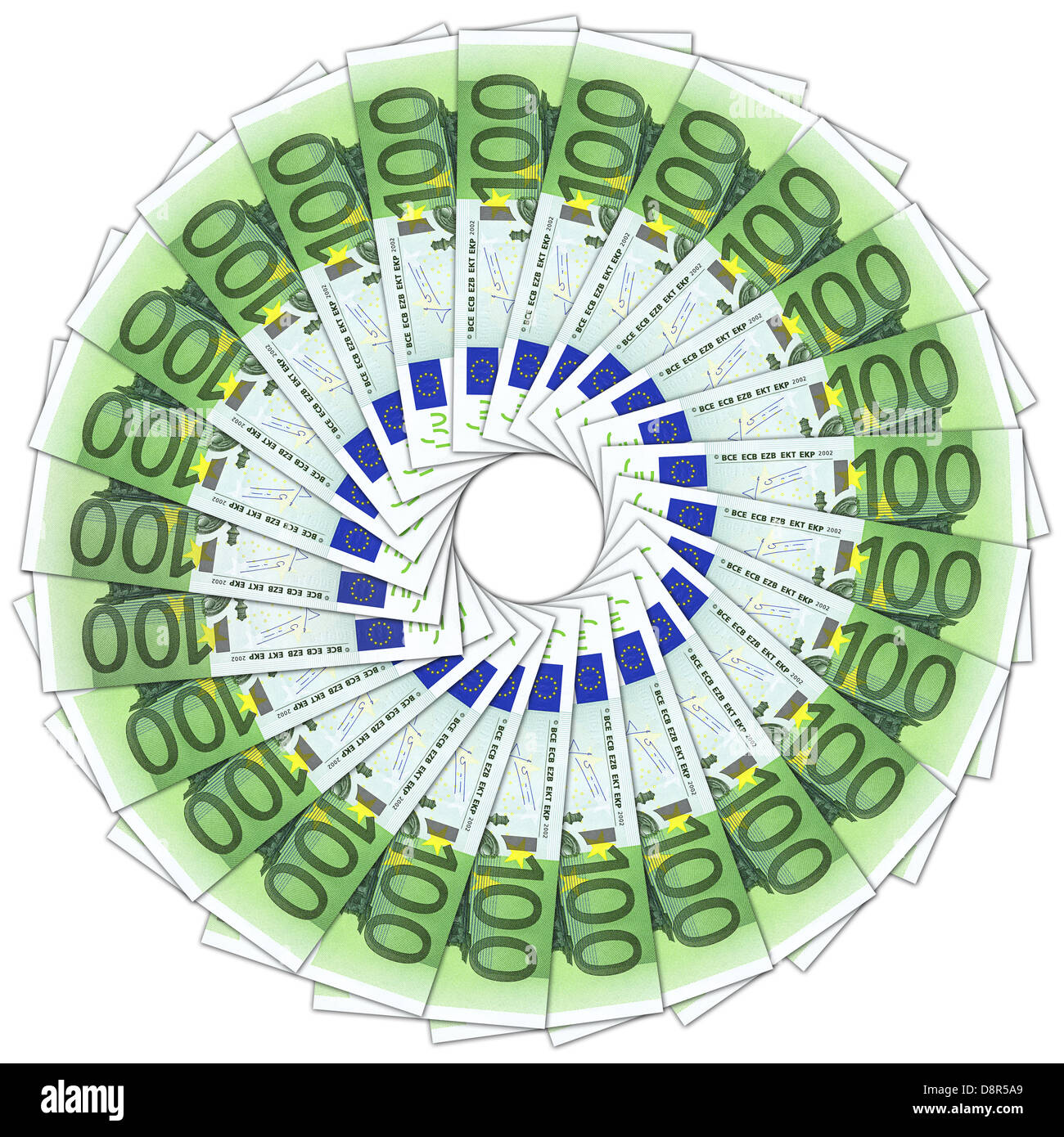 100 euro banknotes arranged as a wheel Stock Photo - Alamy