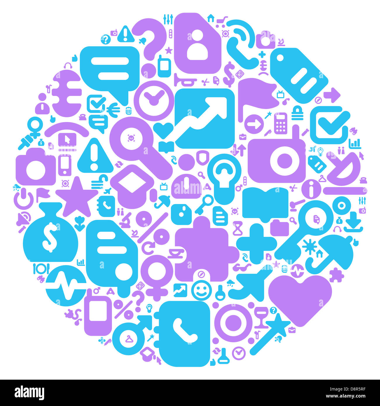 Human world concept. Planet Earth made of 100 icons set in blue and ...