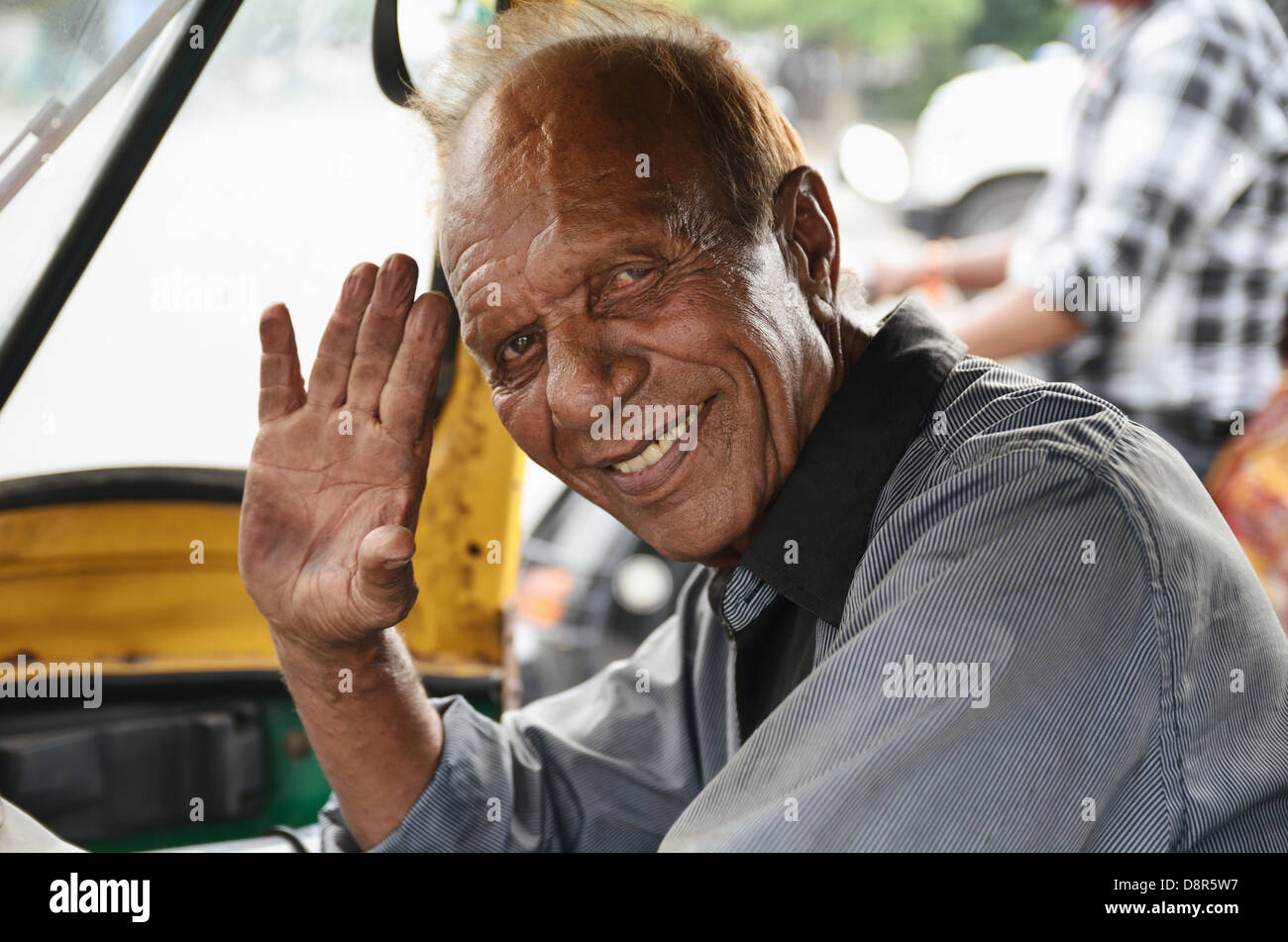 Auto rickshaw driver, Delhi, India Stock Photo - Alamy