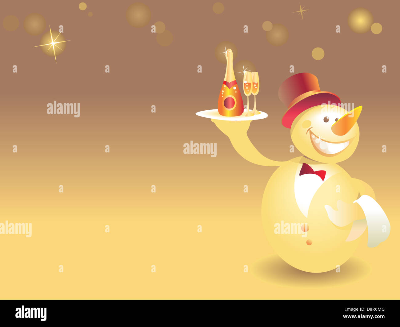 Snowman waiter with champagne Stock Photo - Alamy