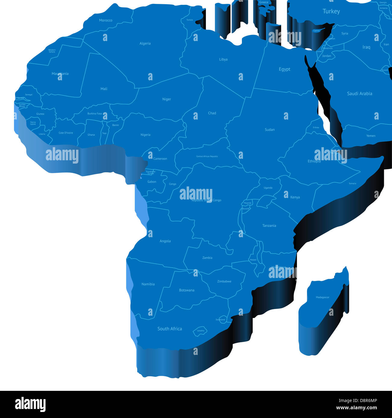 Map of Africa with national borders and country names Stock Photo - Alamy