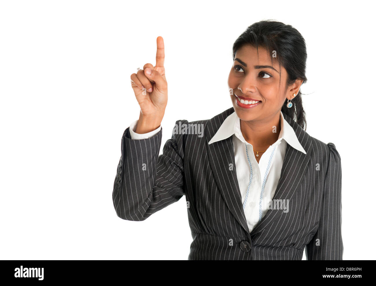 Indian female pointing finger hi-res stock photography and images - Alamy