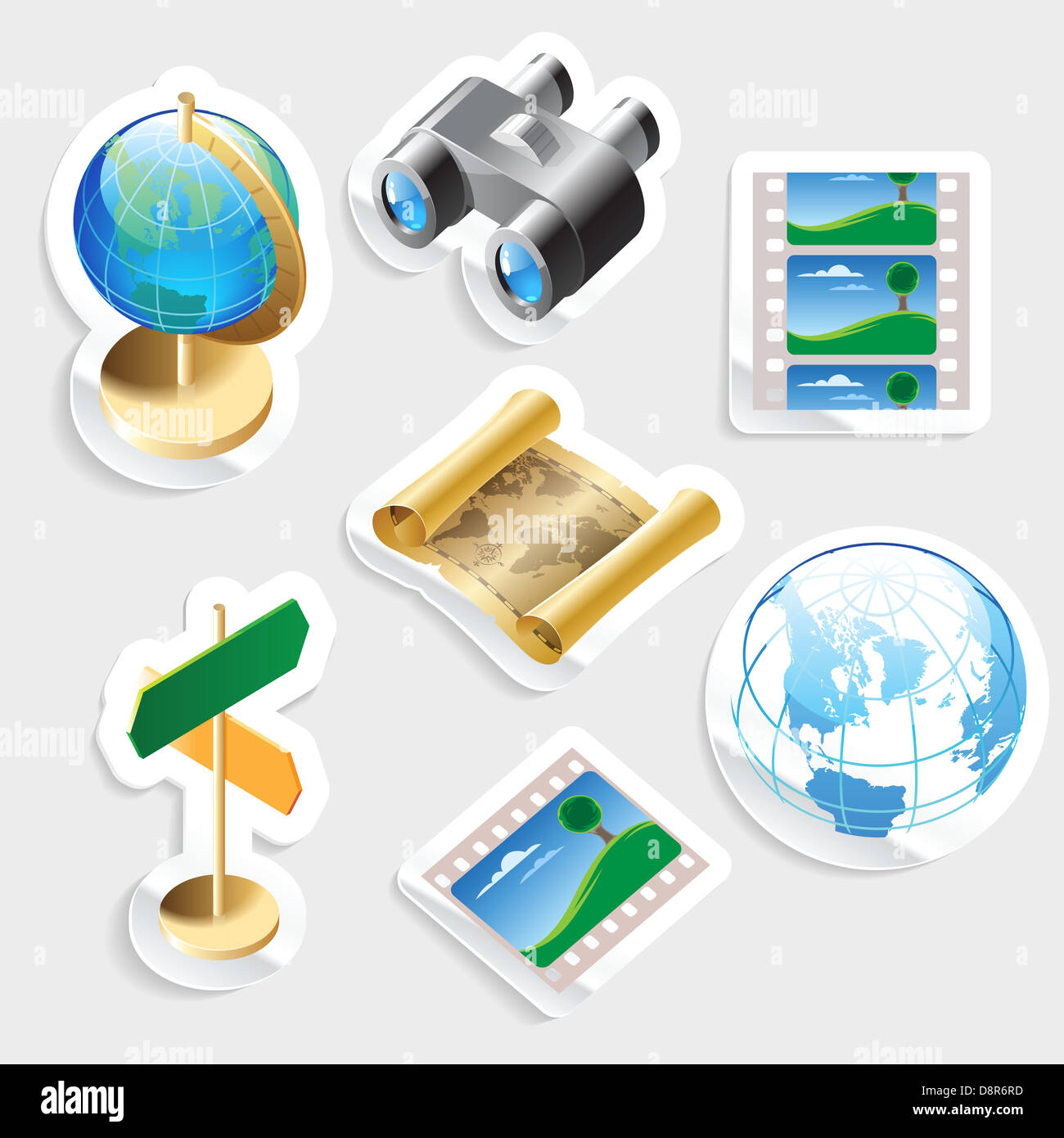 Sticker icon set for travel and tourism Stock Photo - Alamy