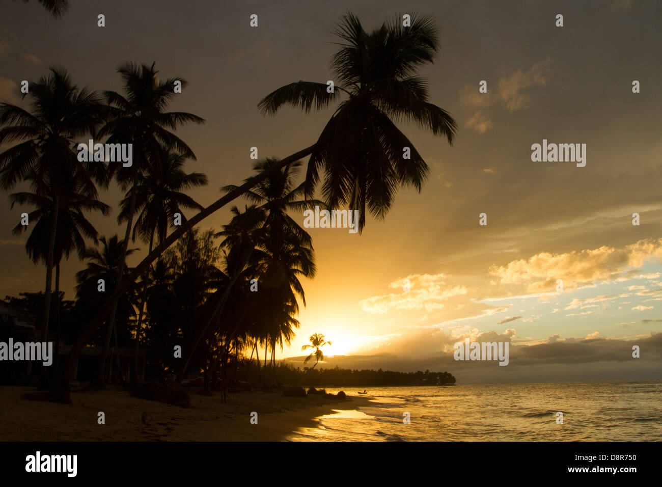 Sunset in Punta Poppy beach, Dominican Republic Stock Photo - Alamy