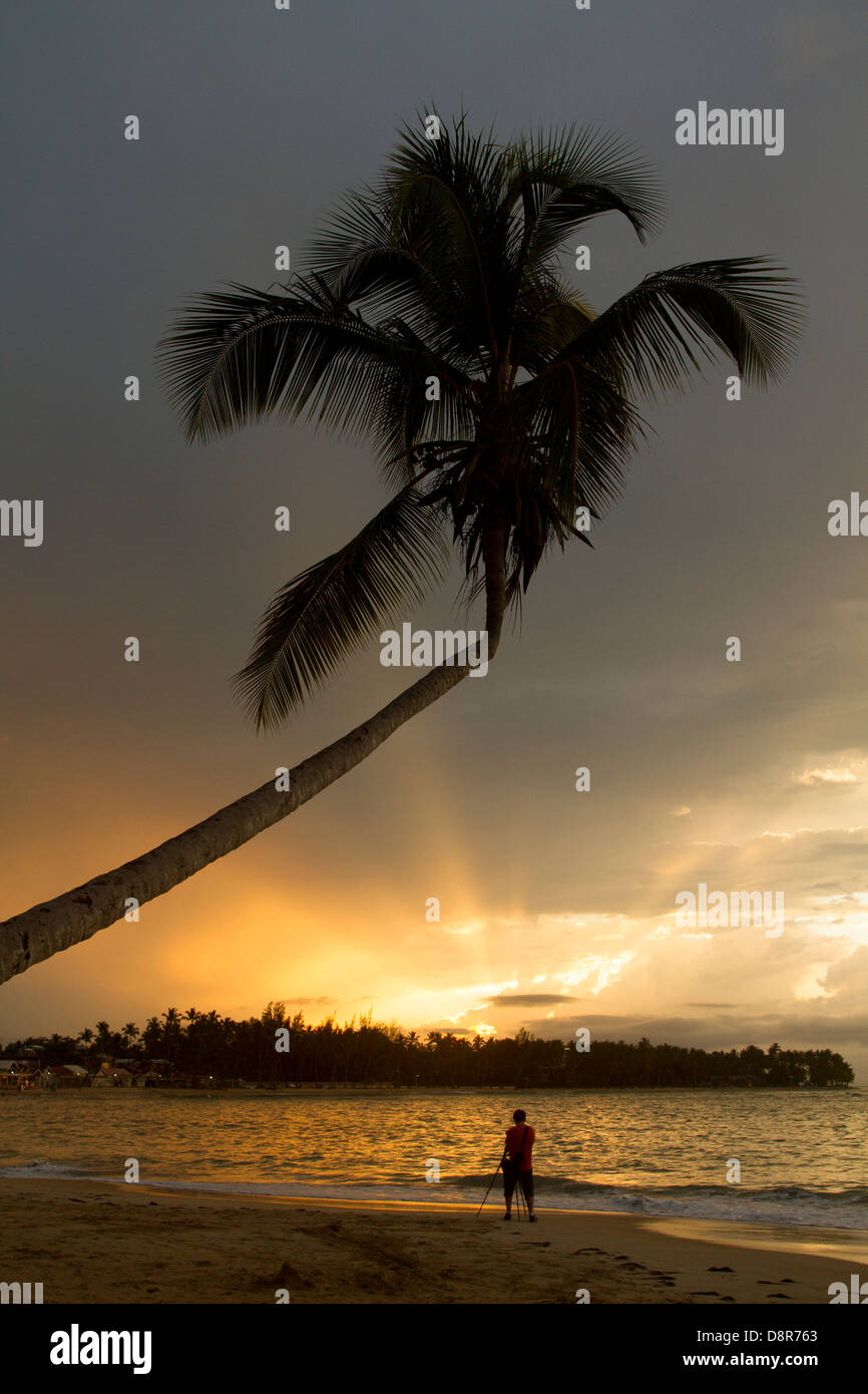 Sunset in Punta Poppy beach, Dominican Republic Stock Photo - Alamy