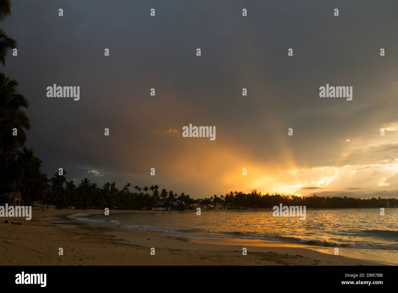 Sunset in Punta Poppy beach, Dominican Republic Stock Photo - Alamy