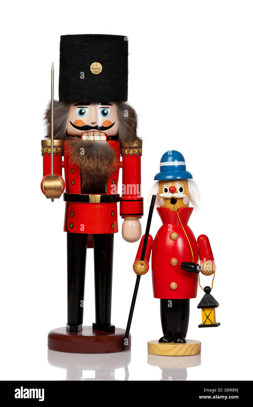 Large Nutcracker and Christmas Smoker isolated in front of white ...