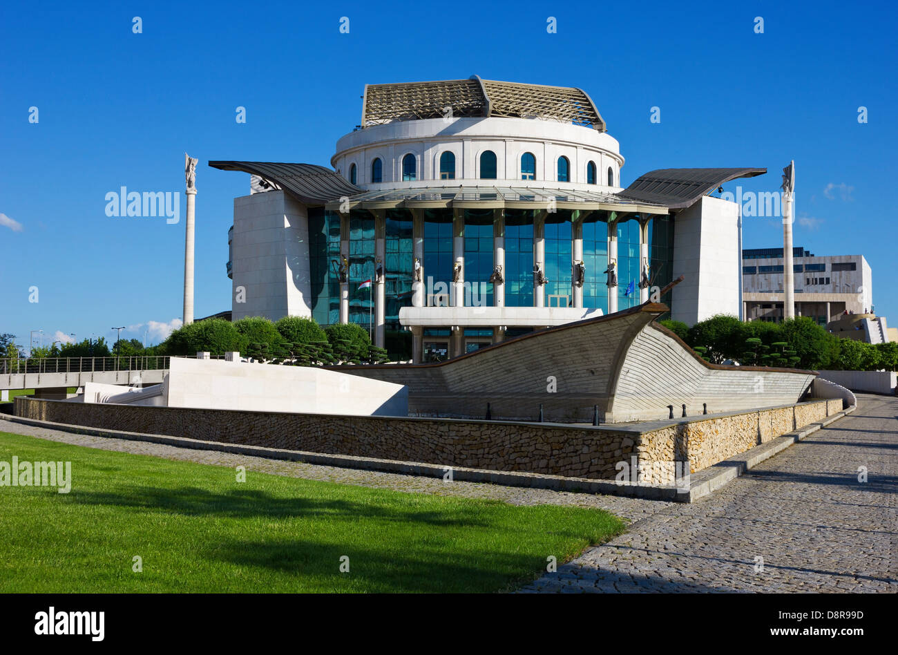 The modern building of the National theater in Budapest Hungary over ...