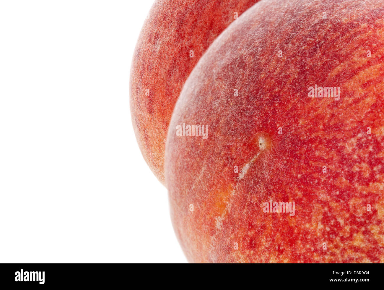 Closeup of fresh, ripe, peach fruit over white background Stock Photo ...