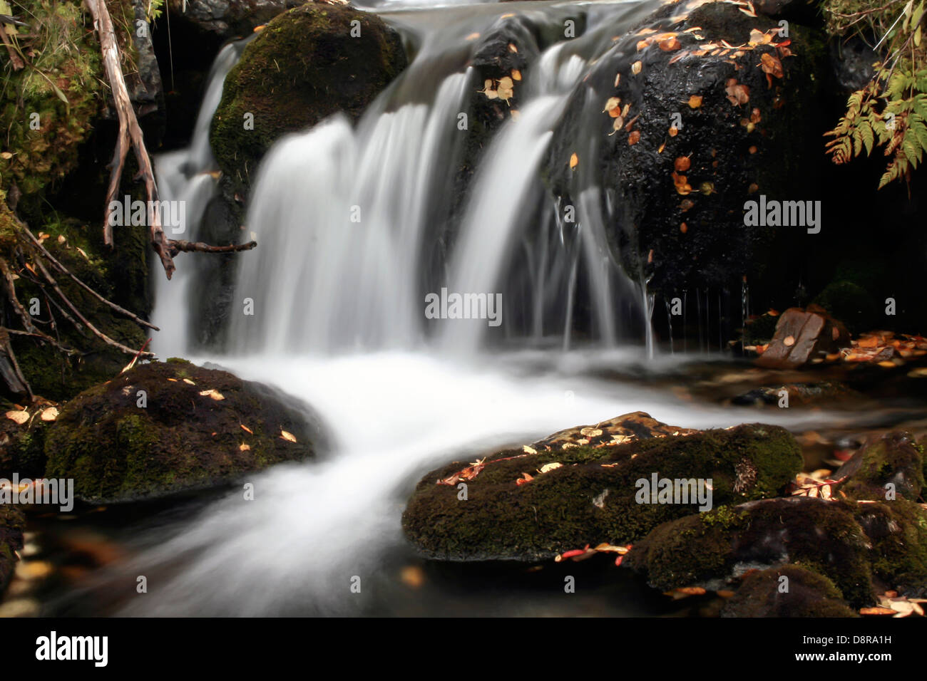 Flowing water from mountain waterfall Stock Photo - Alamy