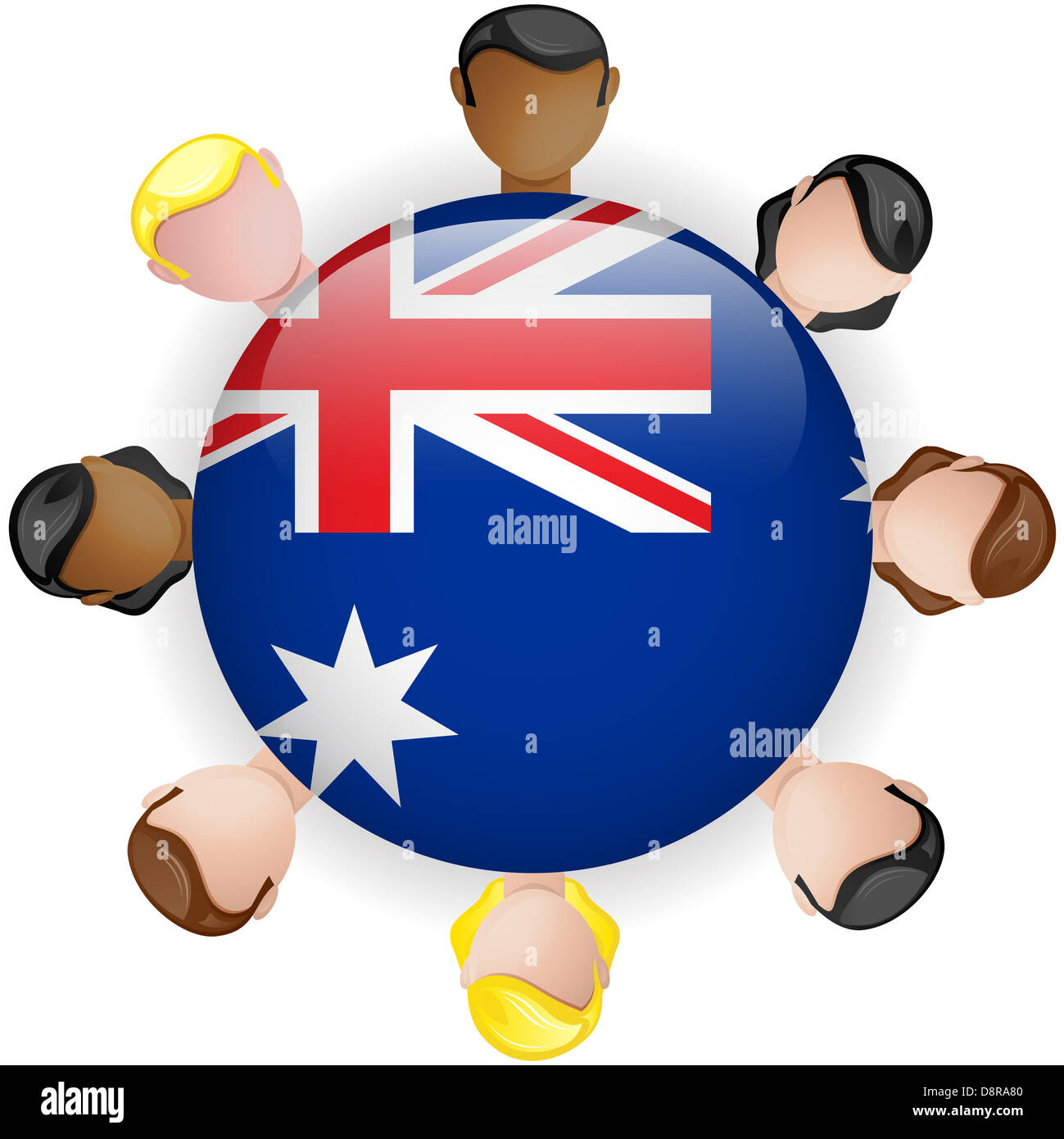 Australia Flag Button Teamwork People Group - Vector Stock Photo - Alamy