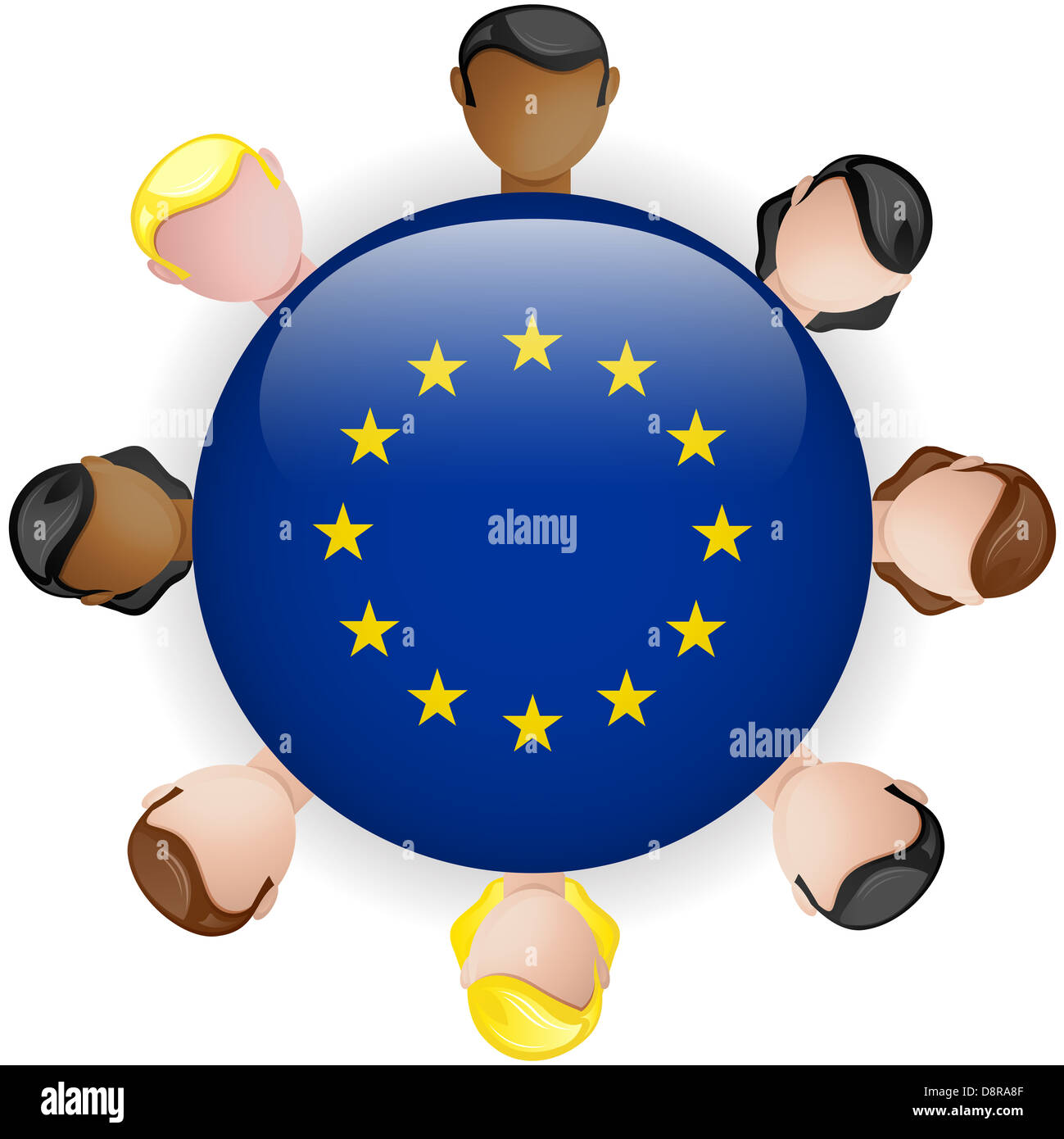 Europe Flag Button Teamwork People Group - Vector Stock Photo - Alamy