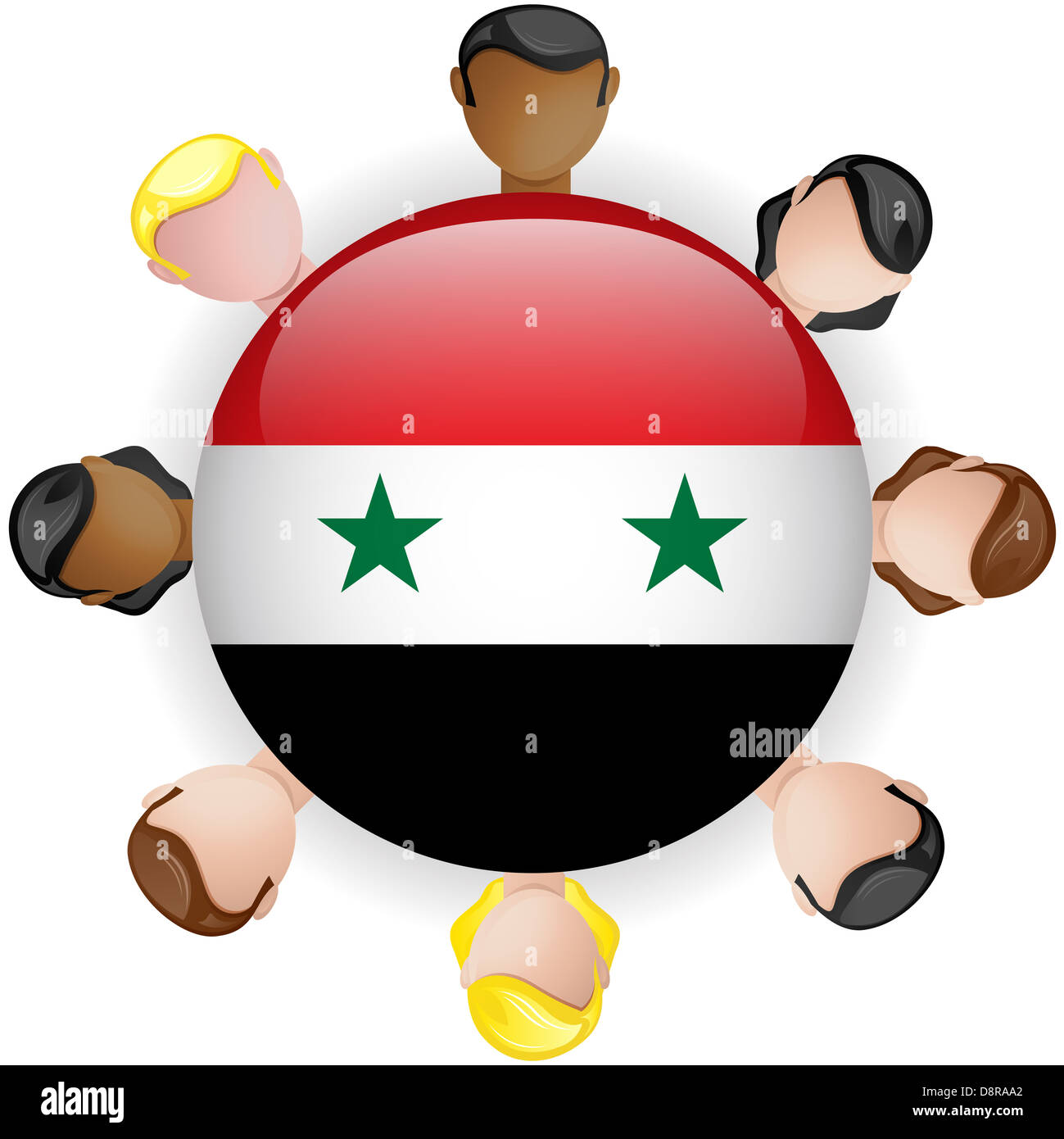 Syria Flag Button Teamwork People Group - Vector Stock Photo - Alamy