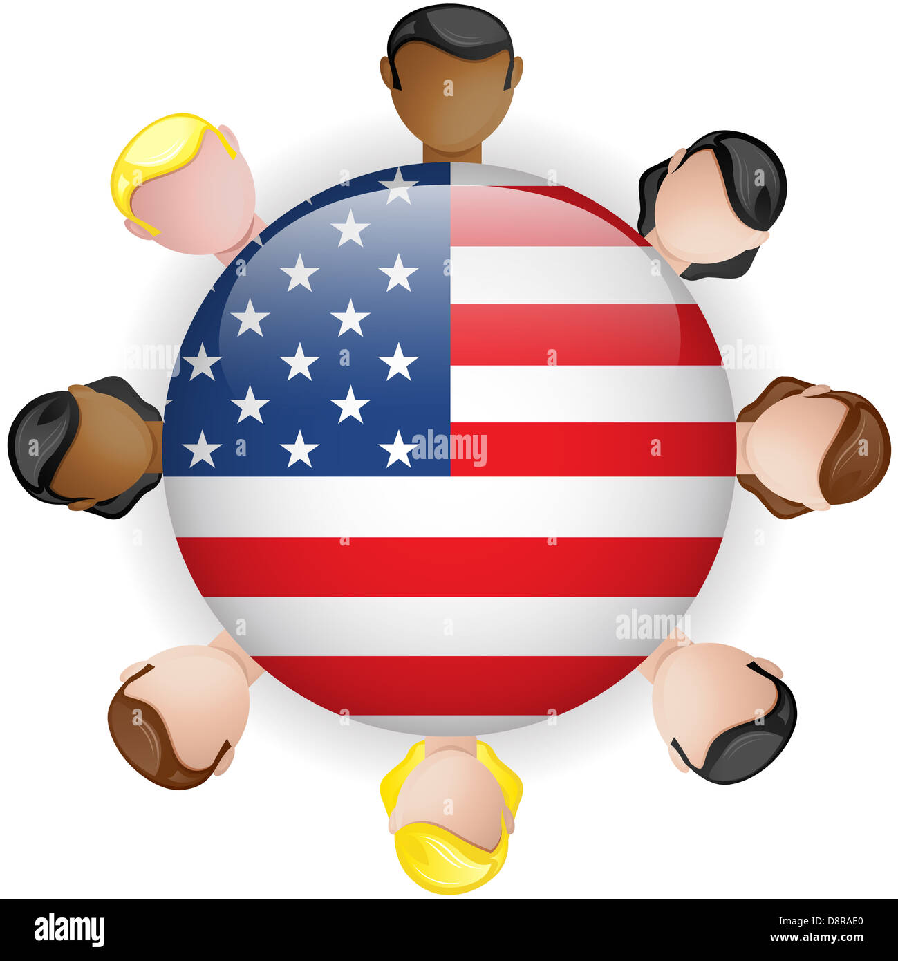USA Flag Button Teamwork People Group - Vector Stock Photo - Alamy