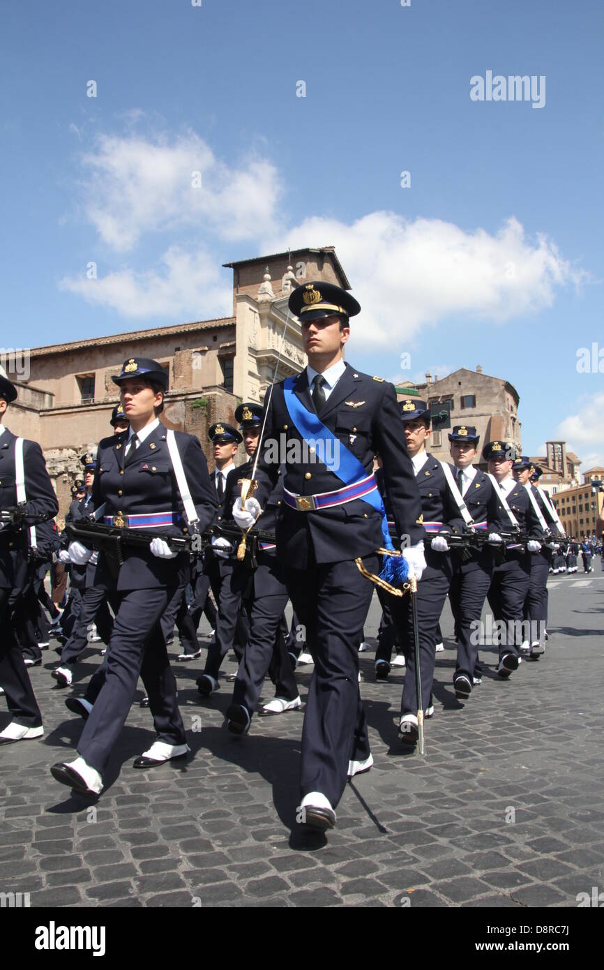 Rome, Italy. 2nd June 2013. Soldiers marching at the Italian Republic ...