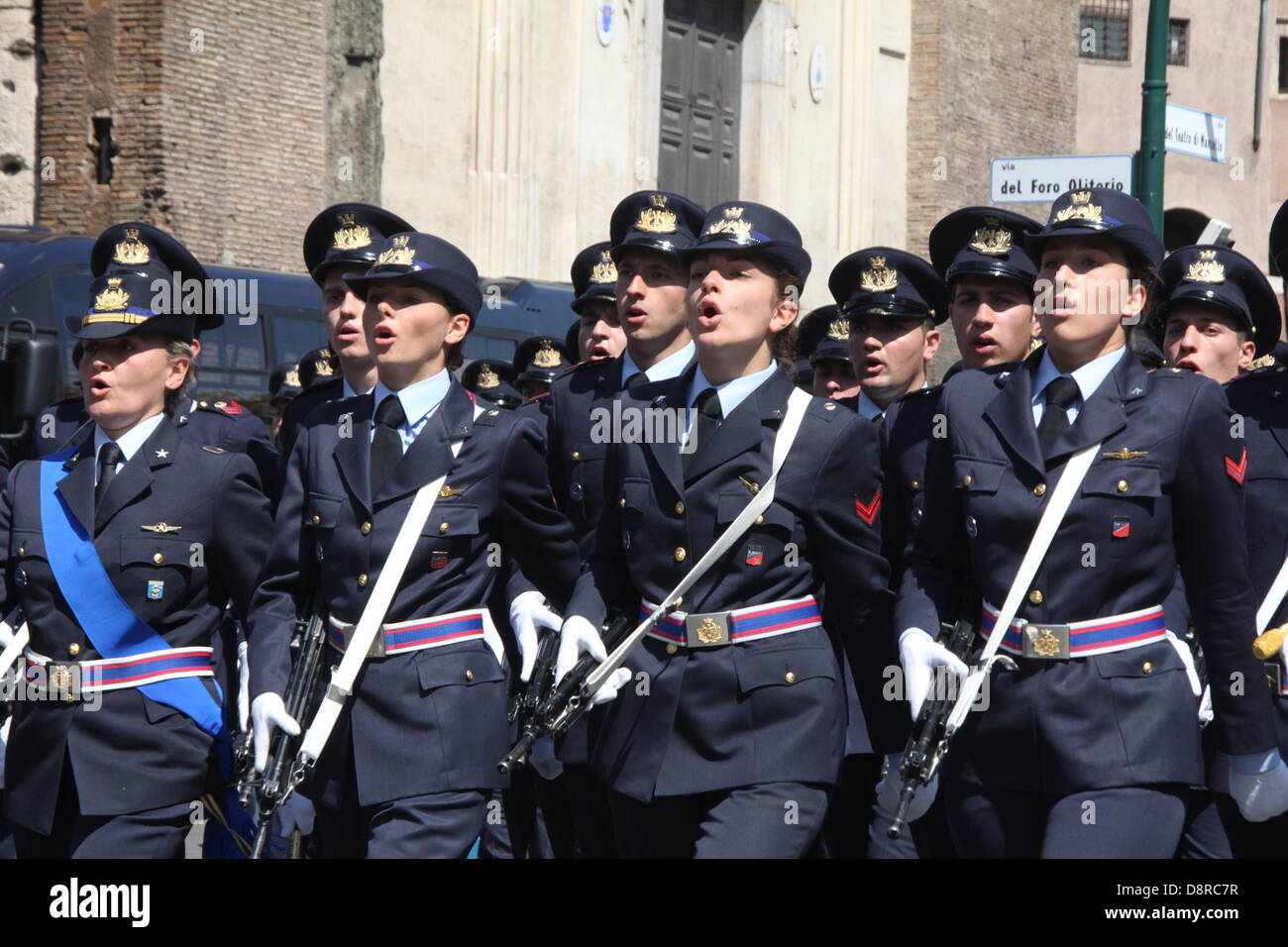 Rome, Italy. 2nd June 2013. Soldiers marching at the Italian Republic ...