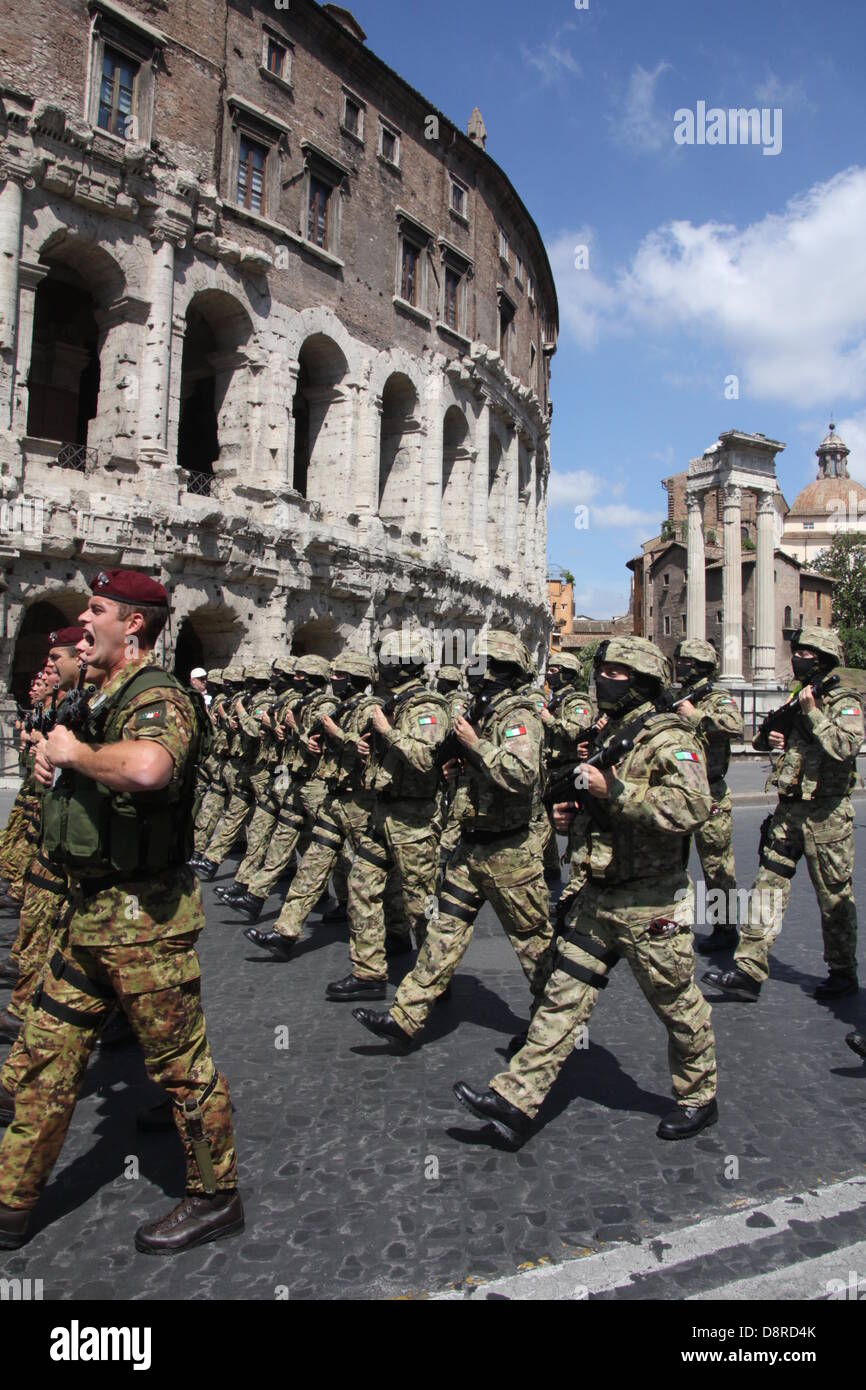 Rome, Italy. 2nd June 2013. Soldiers marching past the Theatre of ...
