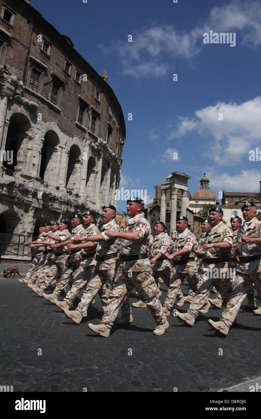 Rome, Italy. 2nd June 2013. Soldiers marching past the Theatre of ...