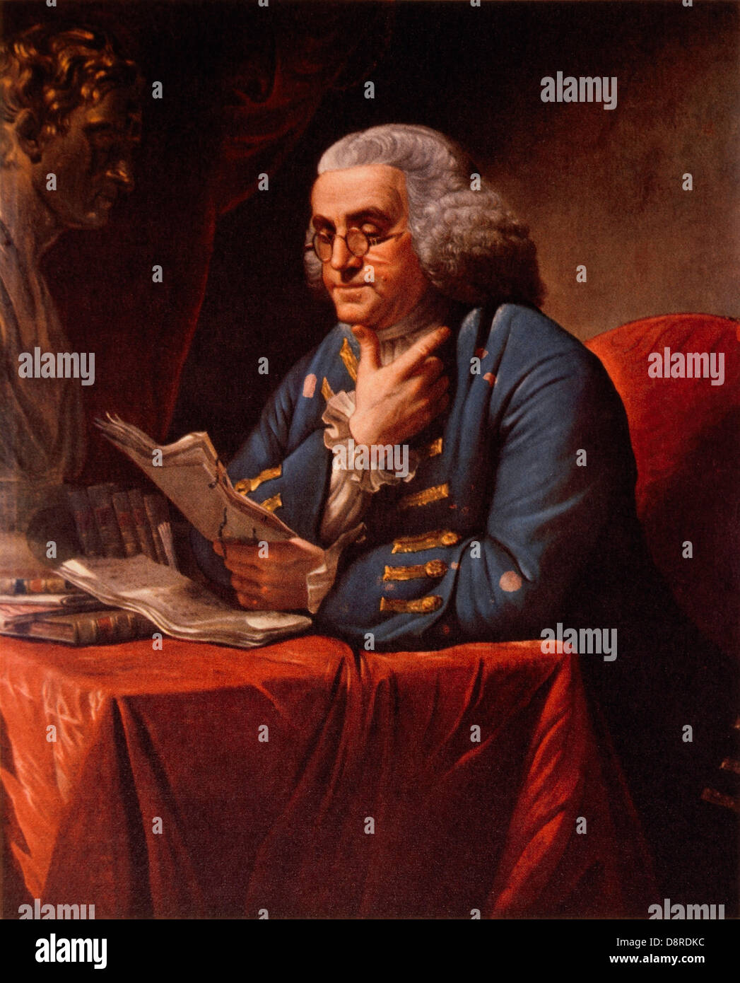 Benjamin Franklin (1706-1790), Reading, Portrait, Painting by David ...