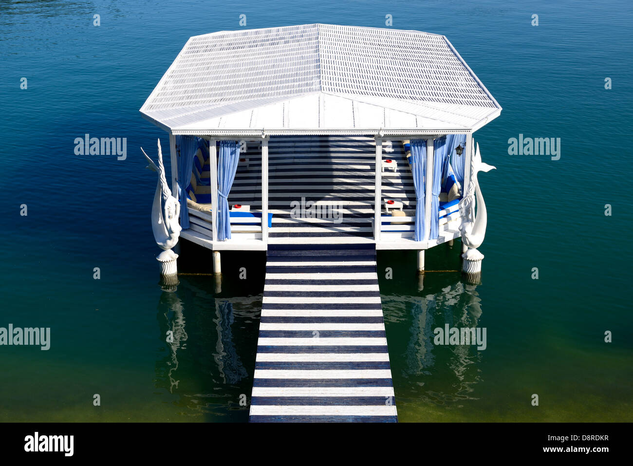 Relaxation building near beach on Mediterranean turkish resort, Fethiye ...