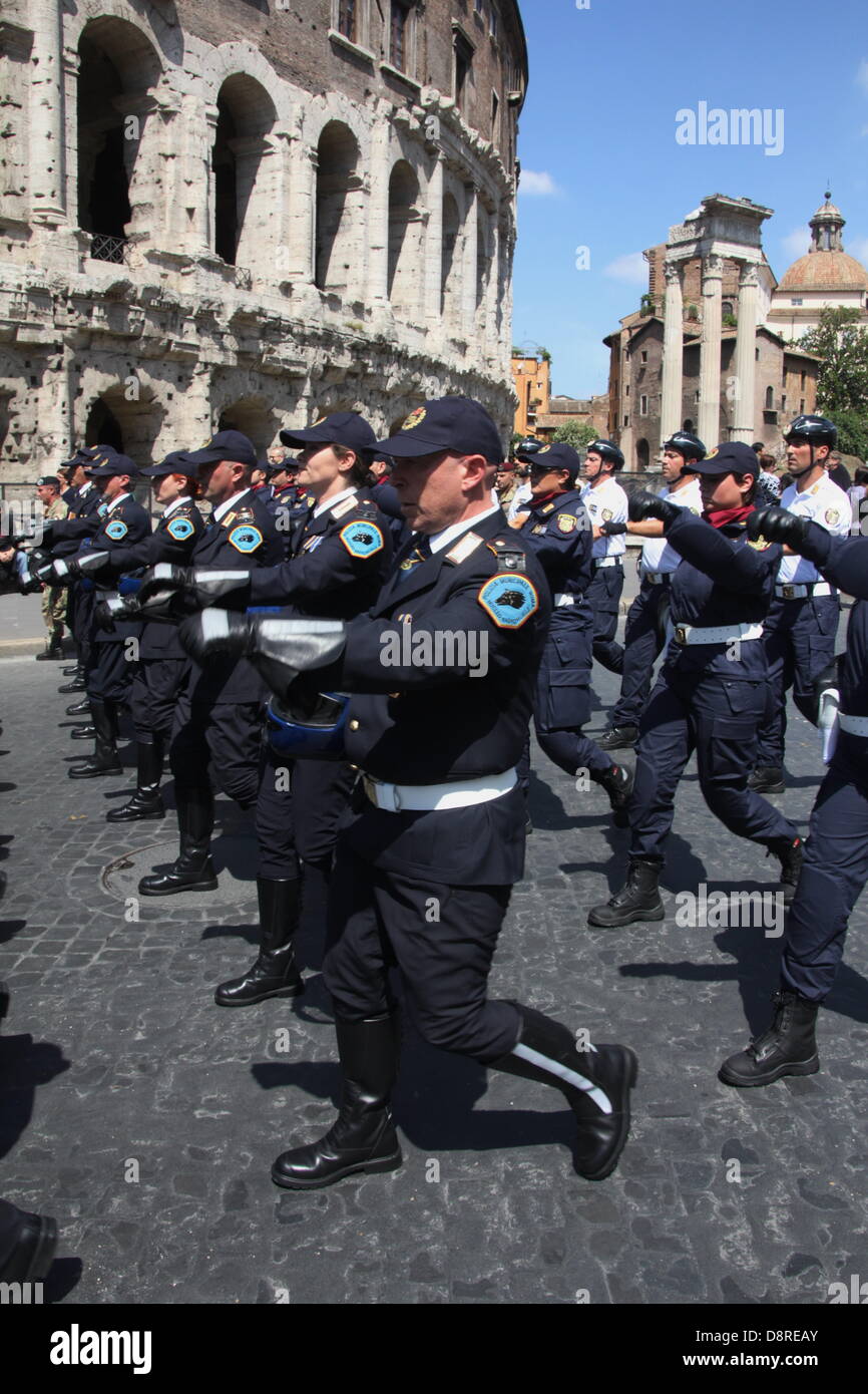 Rome, Italy. 2nd June 2013. Soldiers marching past the Theatre of ...