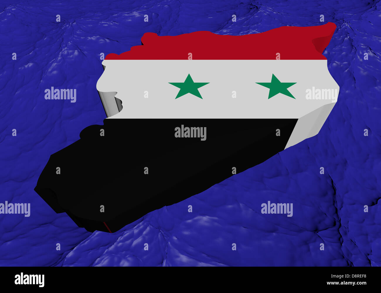 Syria map flag in abstract ocean illustration Stock Photo - Alamy