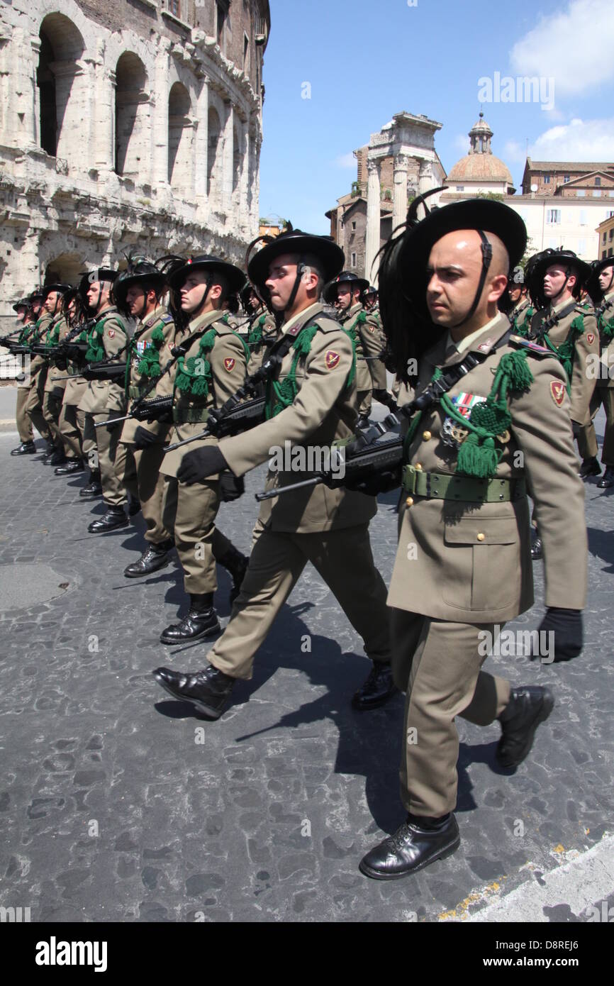 Rome, Italy. 2nd June 2013. Soldiers marching past the Theatre of ...