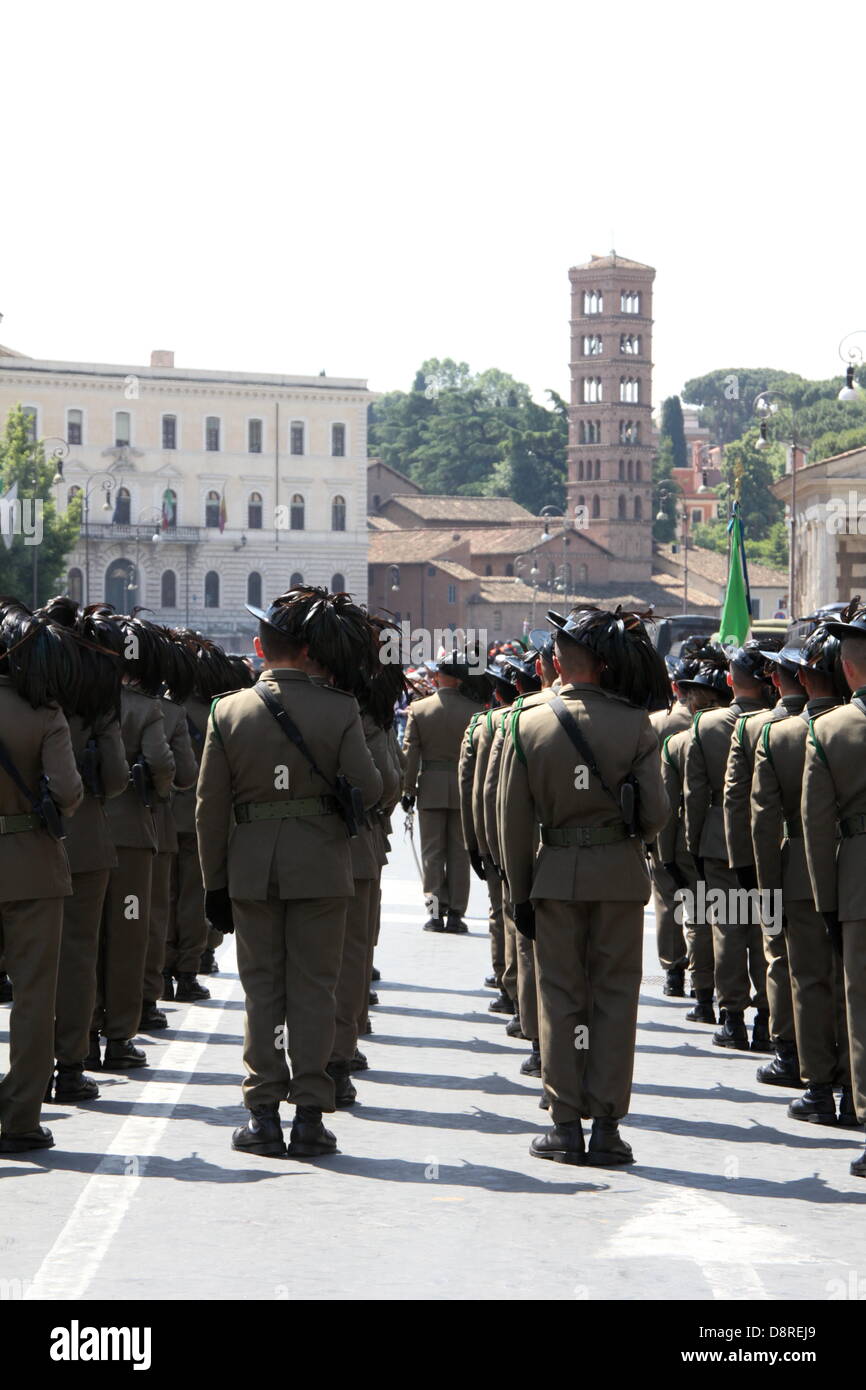 Rome, Italy. 2nd June 2013. Soldiers marching at the Italian Republic ...