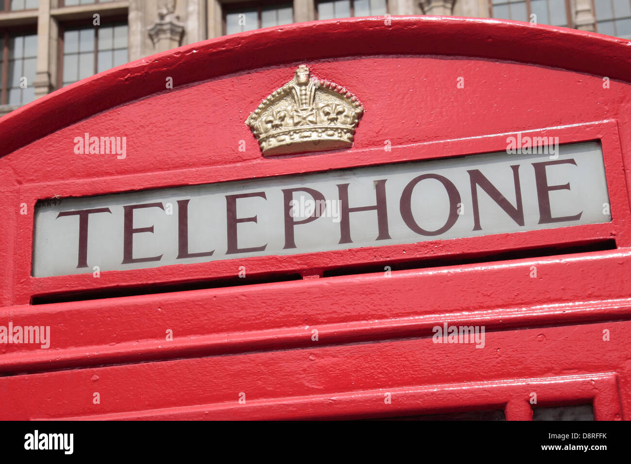 The top section showing he Royal Crown on the iconic red telephone box ...