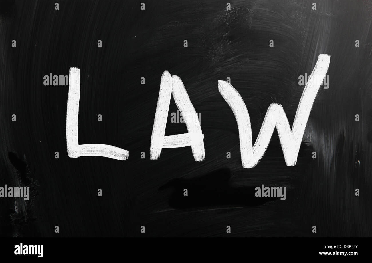 The word "Law" handwritten with white chalk on a blackboard Stock Photo ...