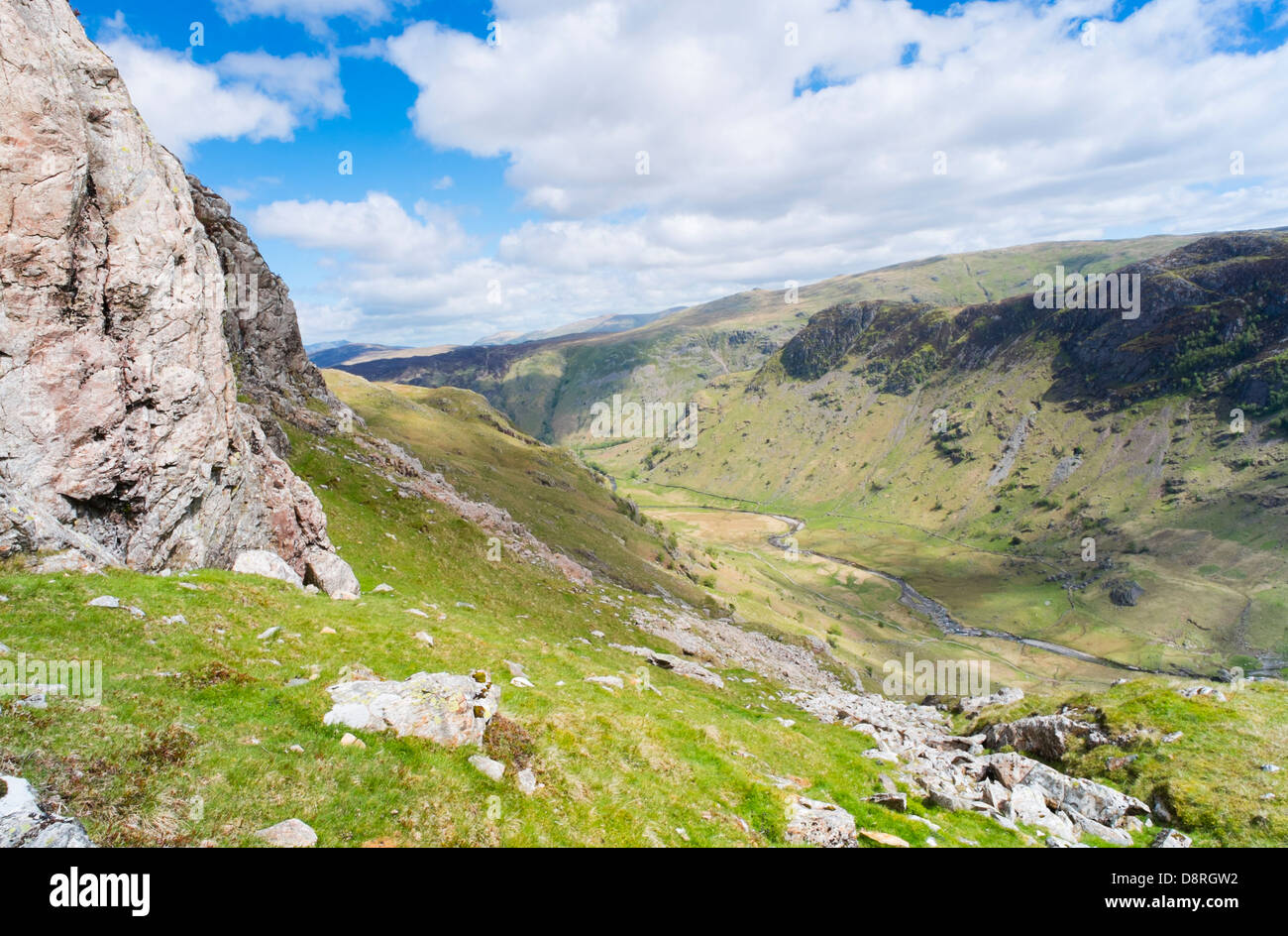 Looking down towards Langstrath Beck from Cam Ridge in the Lake ...