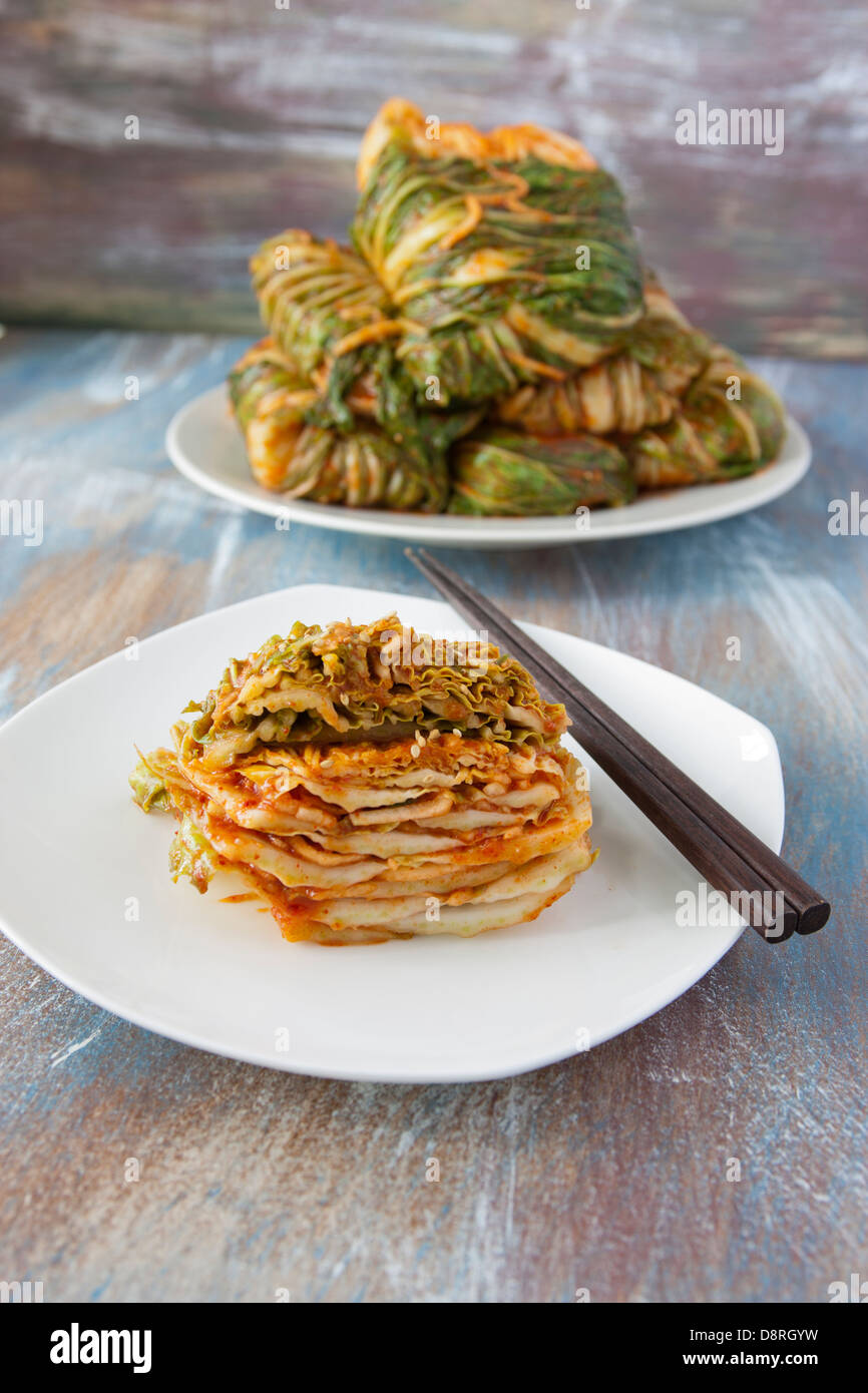 Plate of delicious Kimchi Stock Photo - Alamy