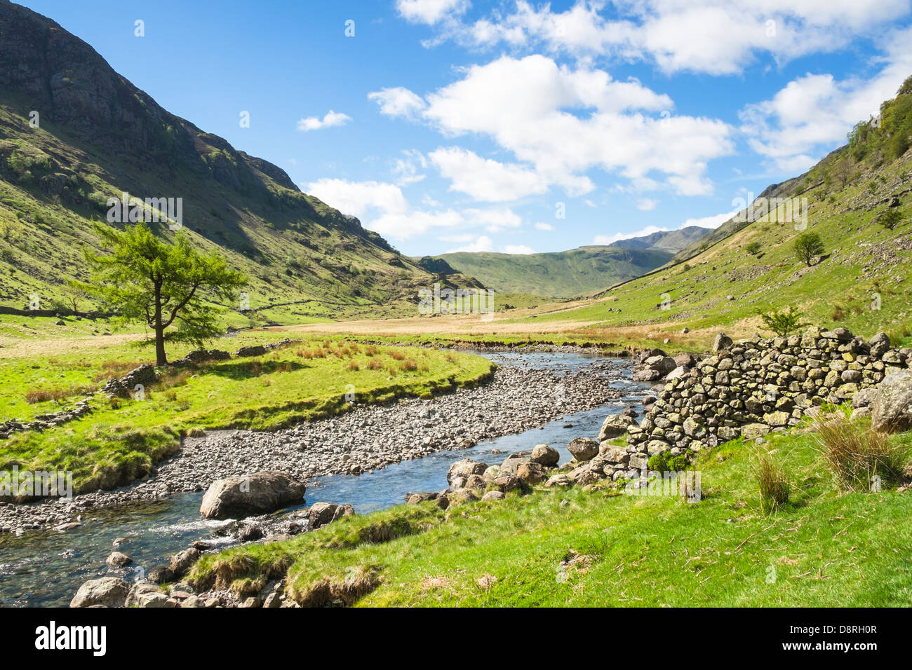 Looking towards Stonethwaite fell, Langstrath Beck in the Lake District ...