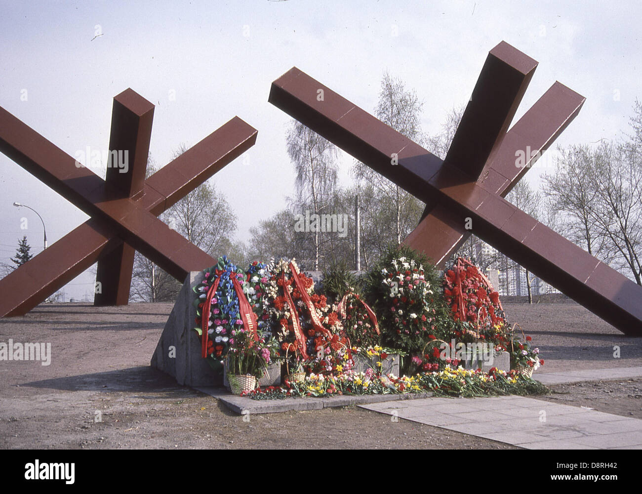 May 10, 1987 - Moscow, RU - Three huge sculptures of anti-tank ...