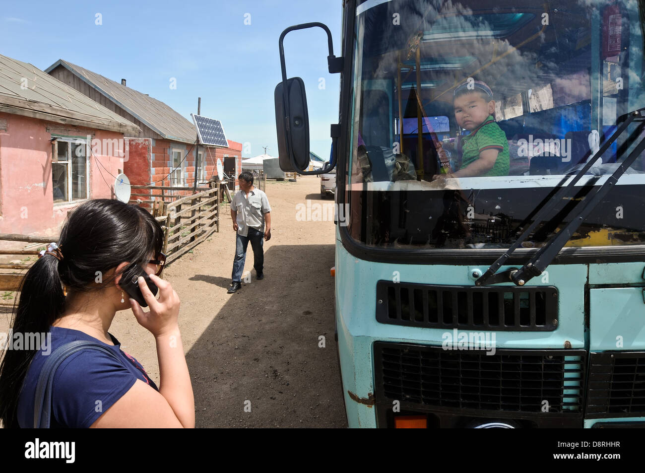 Rural bus transport in Mongolia Stock Photo - Alamy