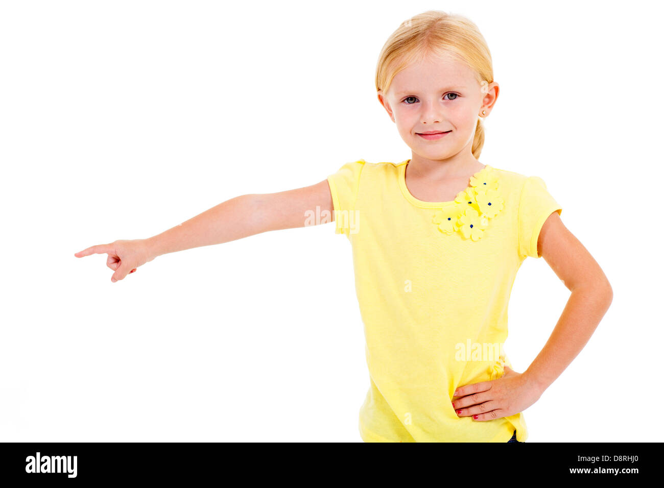 cute blond little girl pointing Stock Photo - Alamy