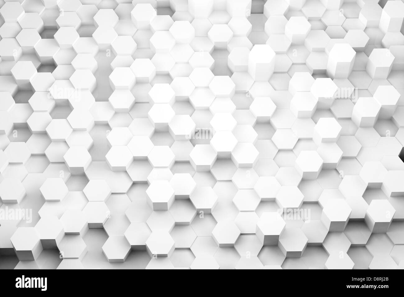 3d render illustration of white hexagons of various height Stock Photo ...