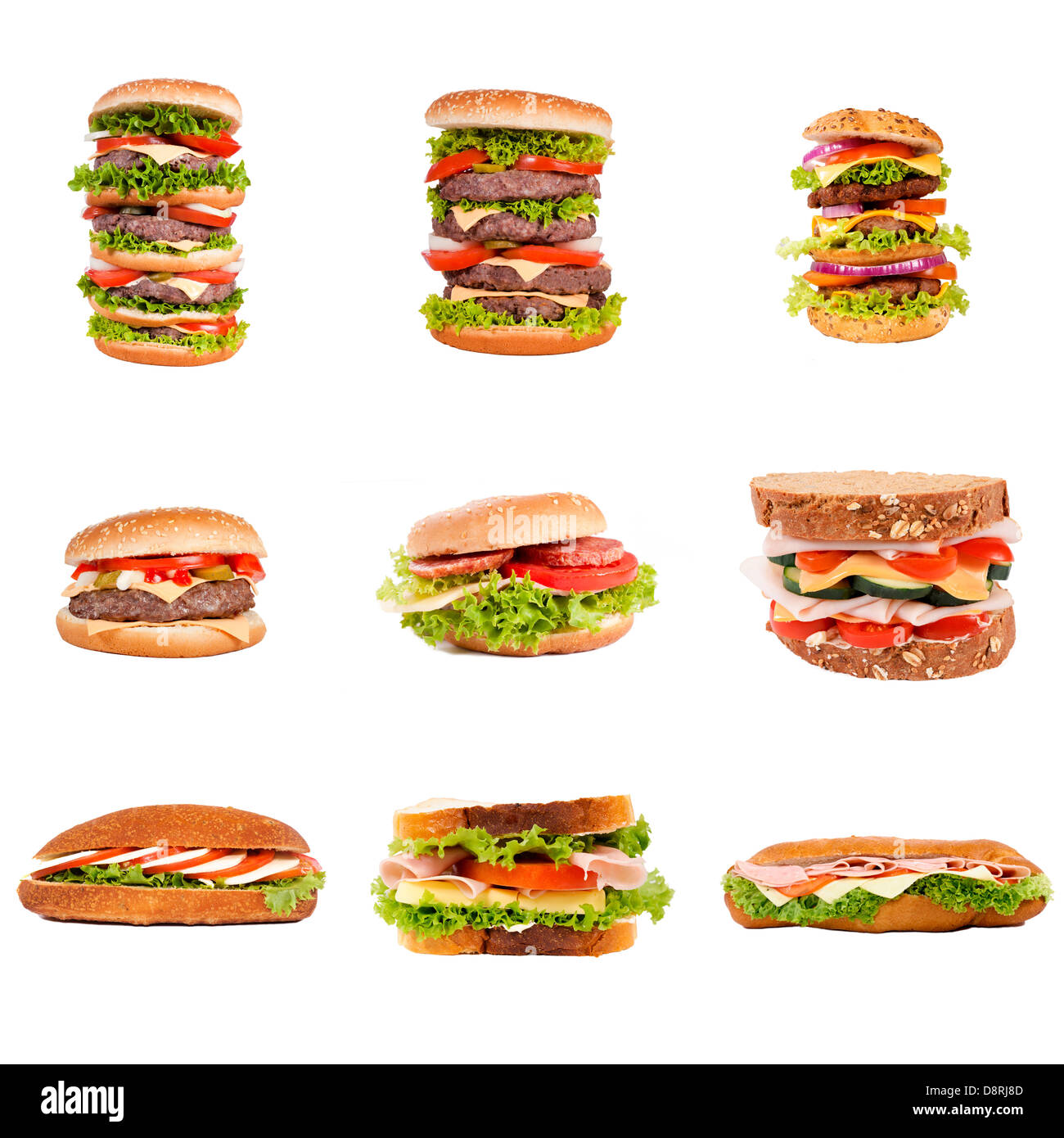 Hamburger and sandwich isolated on white background Stock Photo - Alamy