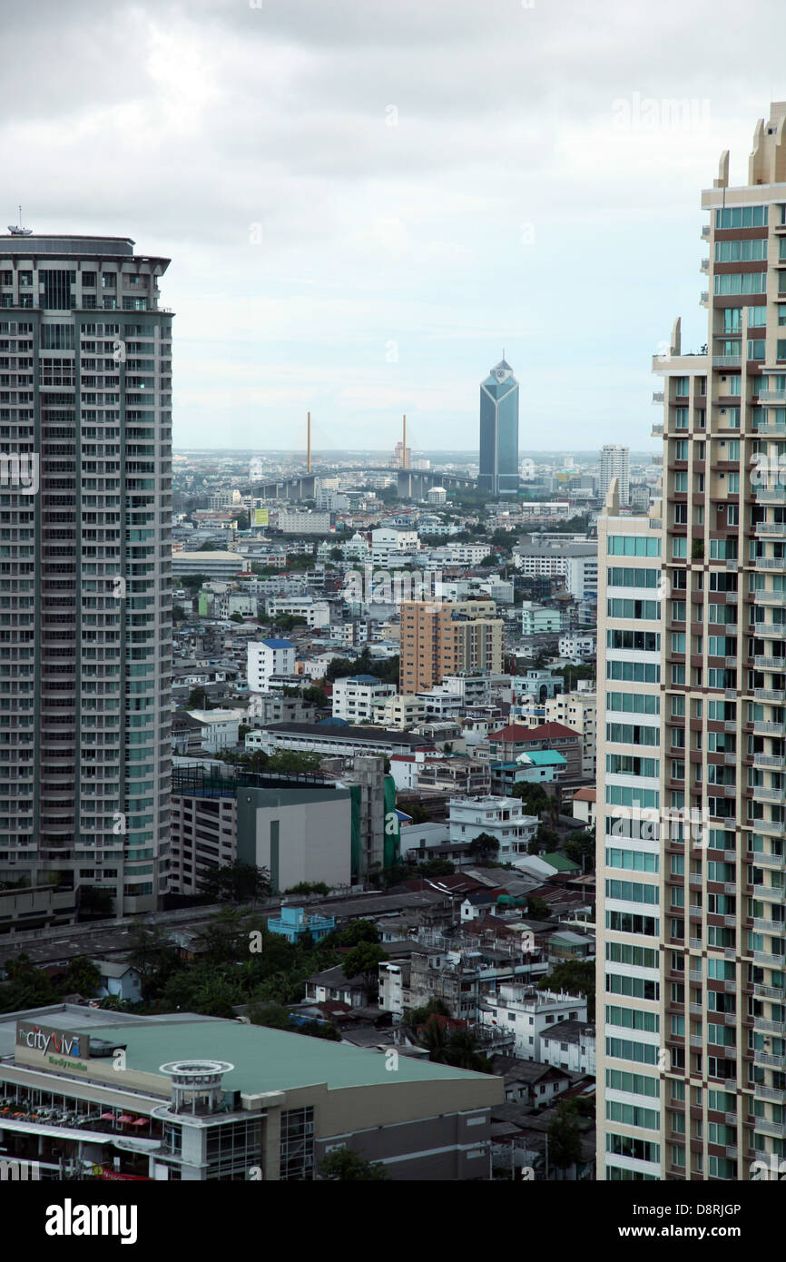 It's a photo of bangkok in Thailand view from the sky or through a ...