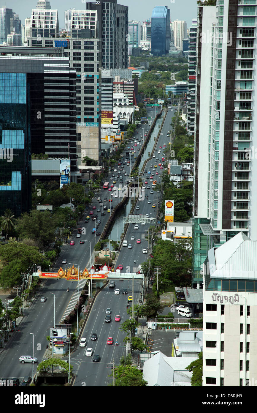 It's a photo of bangkok in Thailand view from the sky or through a ...