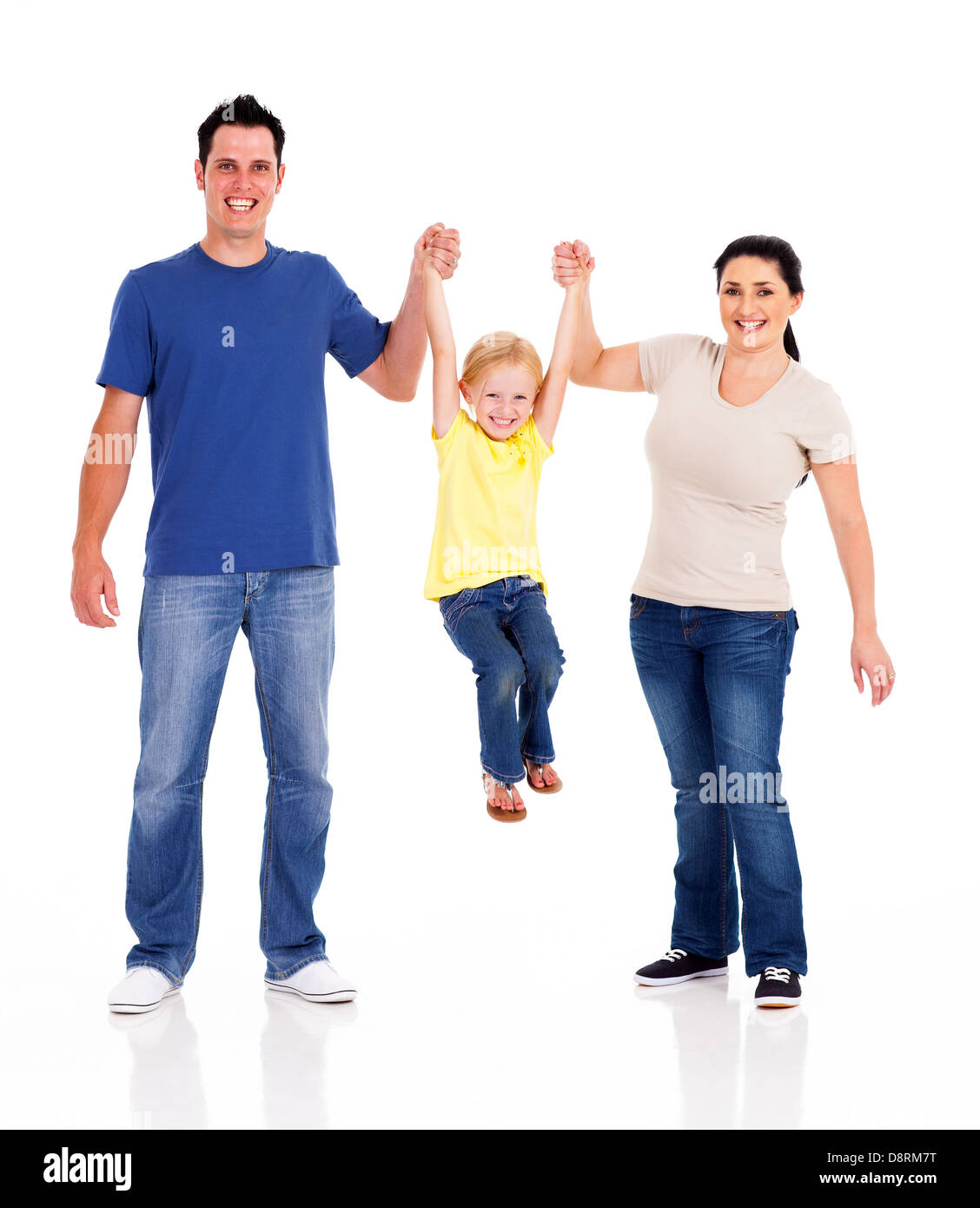 happy family playing on white background Stock Photo - Alamy
