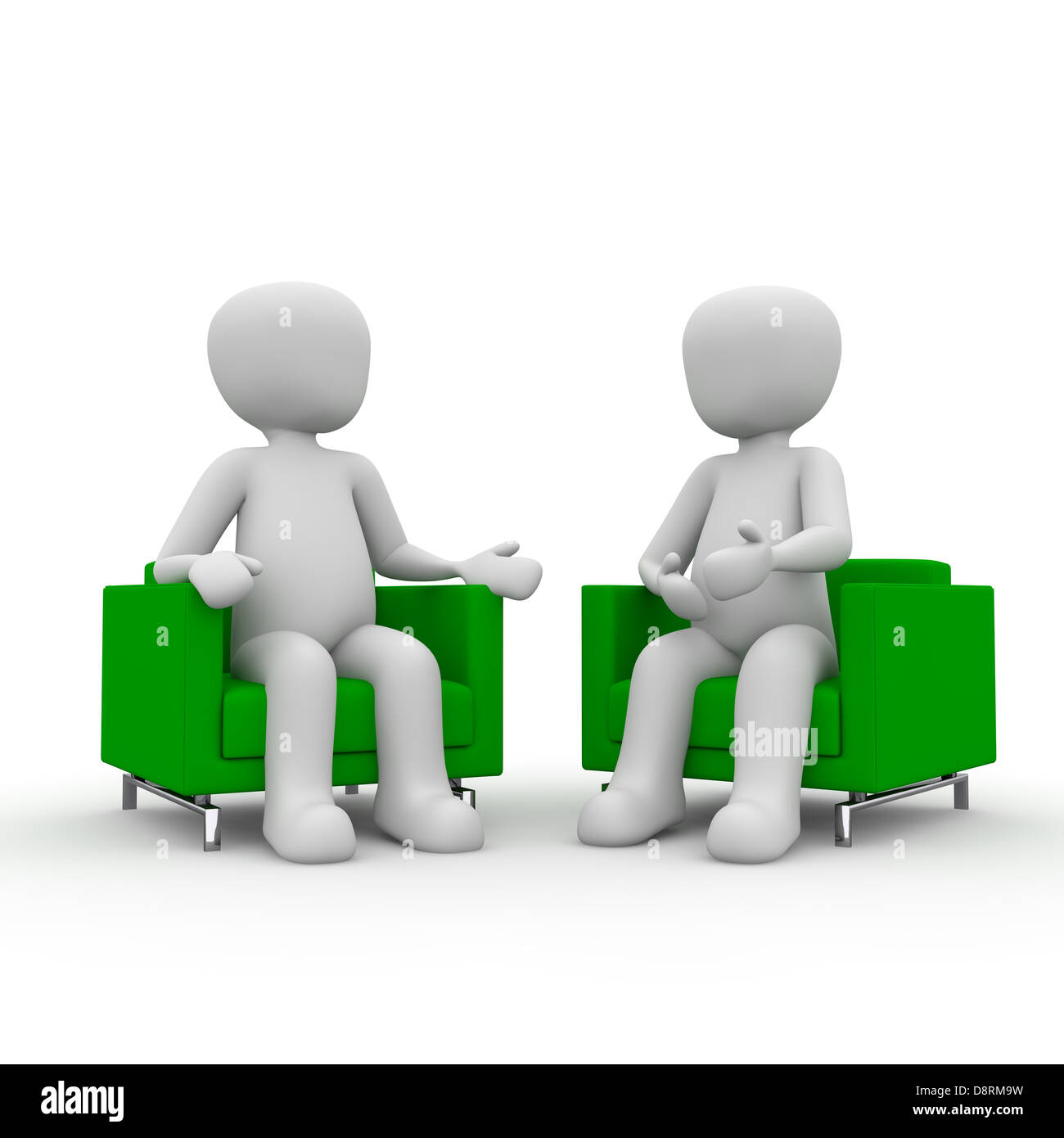 Two characters sitting on green armchairs and entertain themselves ...