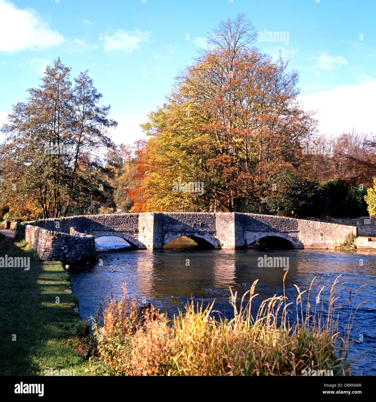 The Sheepwash bridge over the River Wye in the Autumn, Ashford-in-the ...