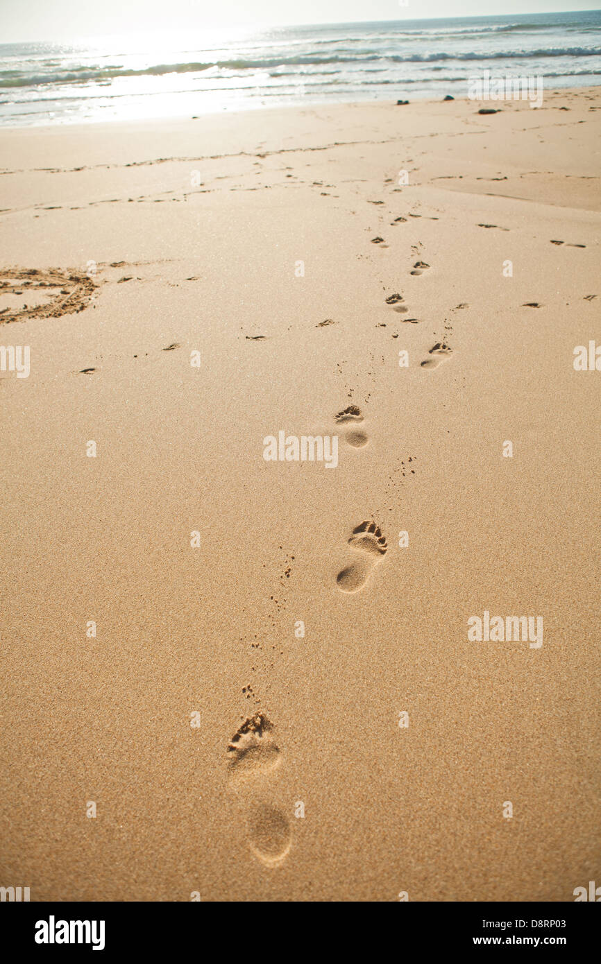 Footprints in sand on ocean beach hi-res stock photography and images ...