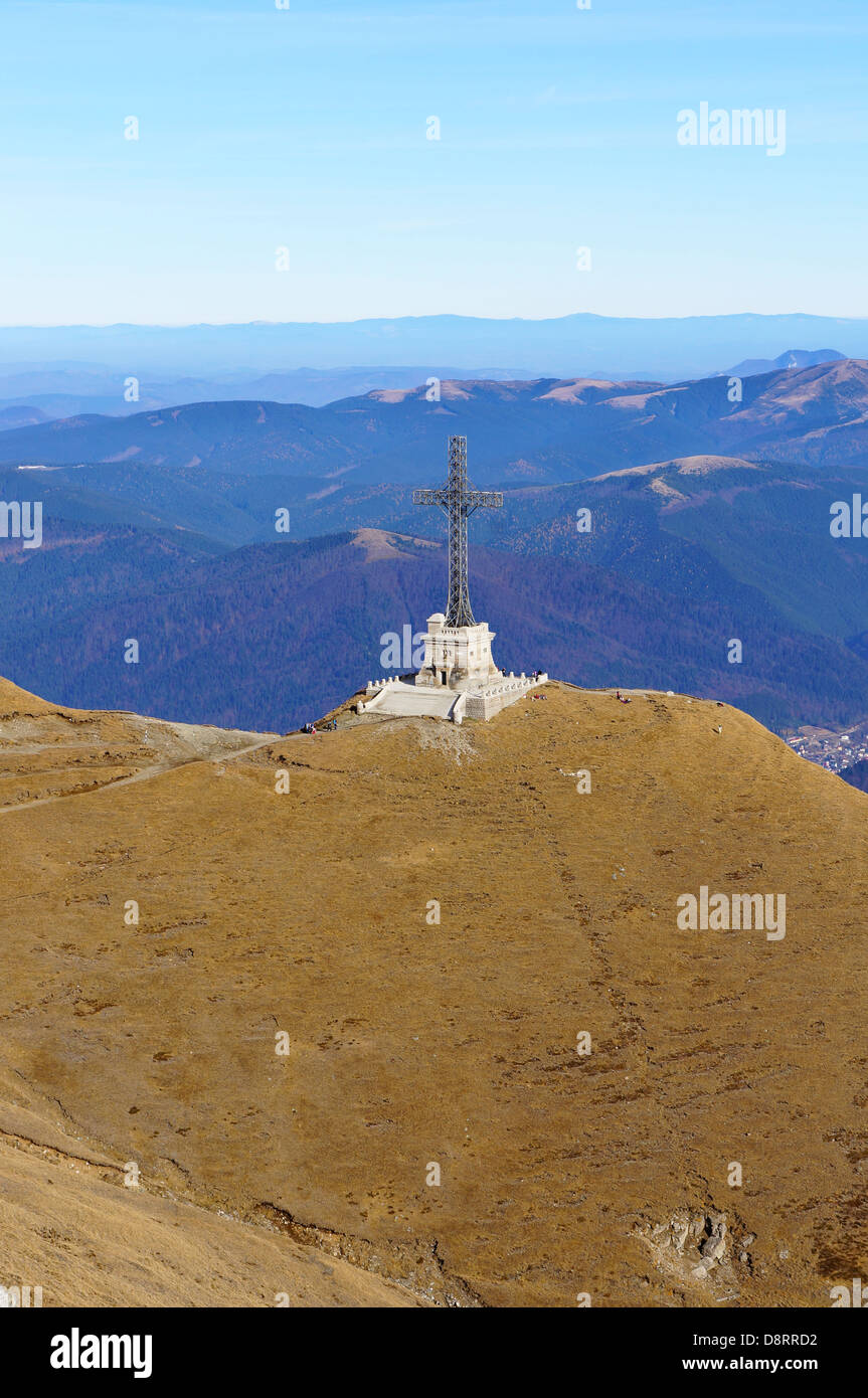 Caraiman heroes cross monument in Bucegi mountains Romania Stock Photo ...